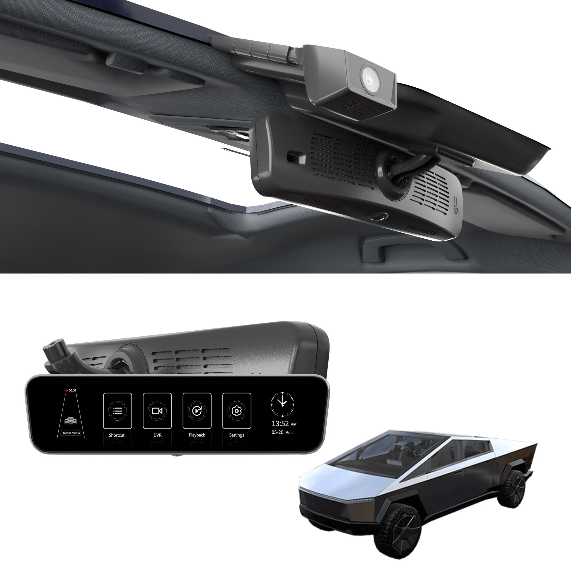 Cybertruck Accessories | SInjet H10 9.2'' Digital Mirror Dash Cam Fit ...